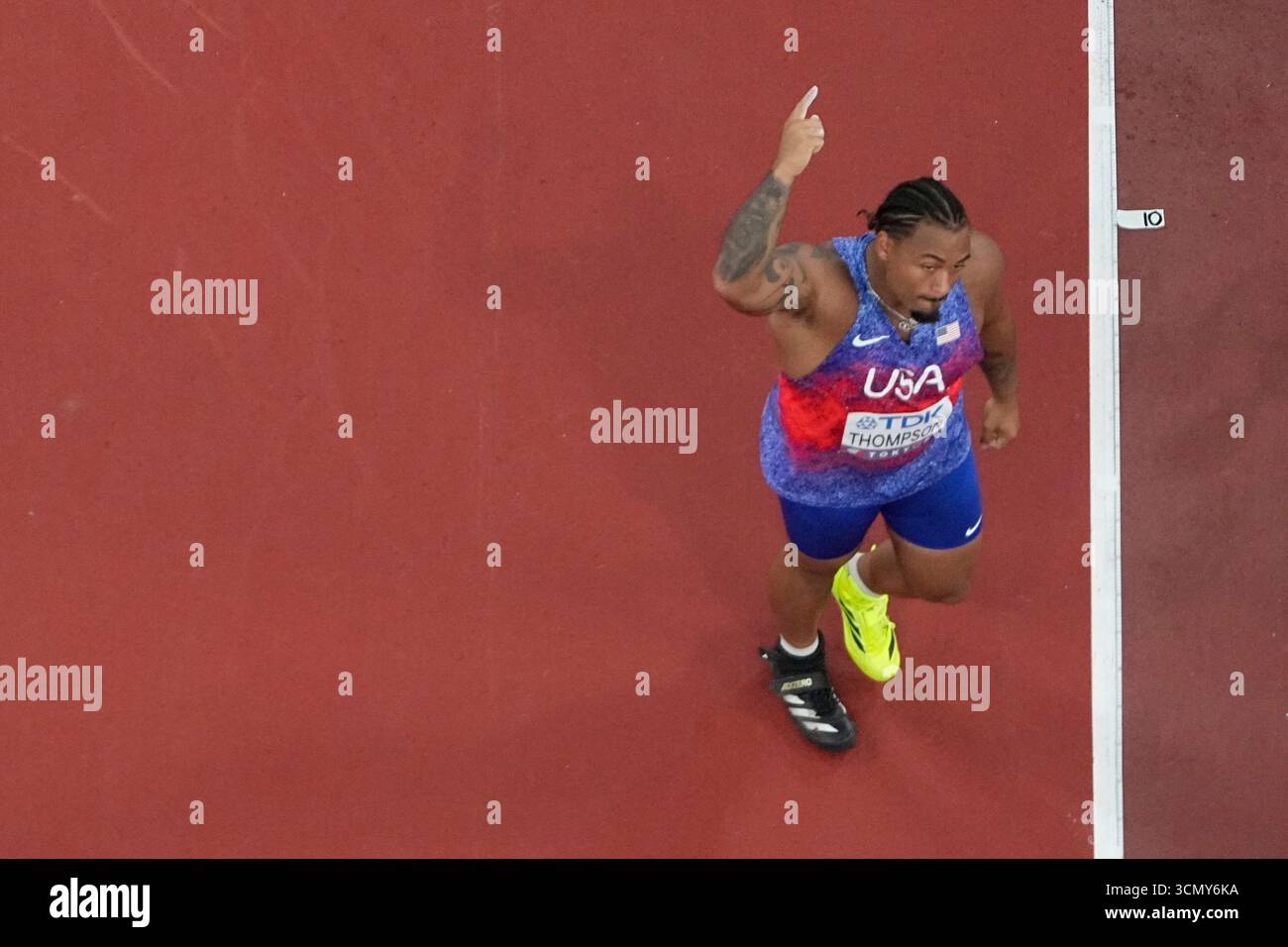 United States' Curtis Thompson reacts after an attempt during the men's ...
