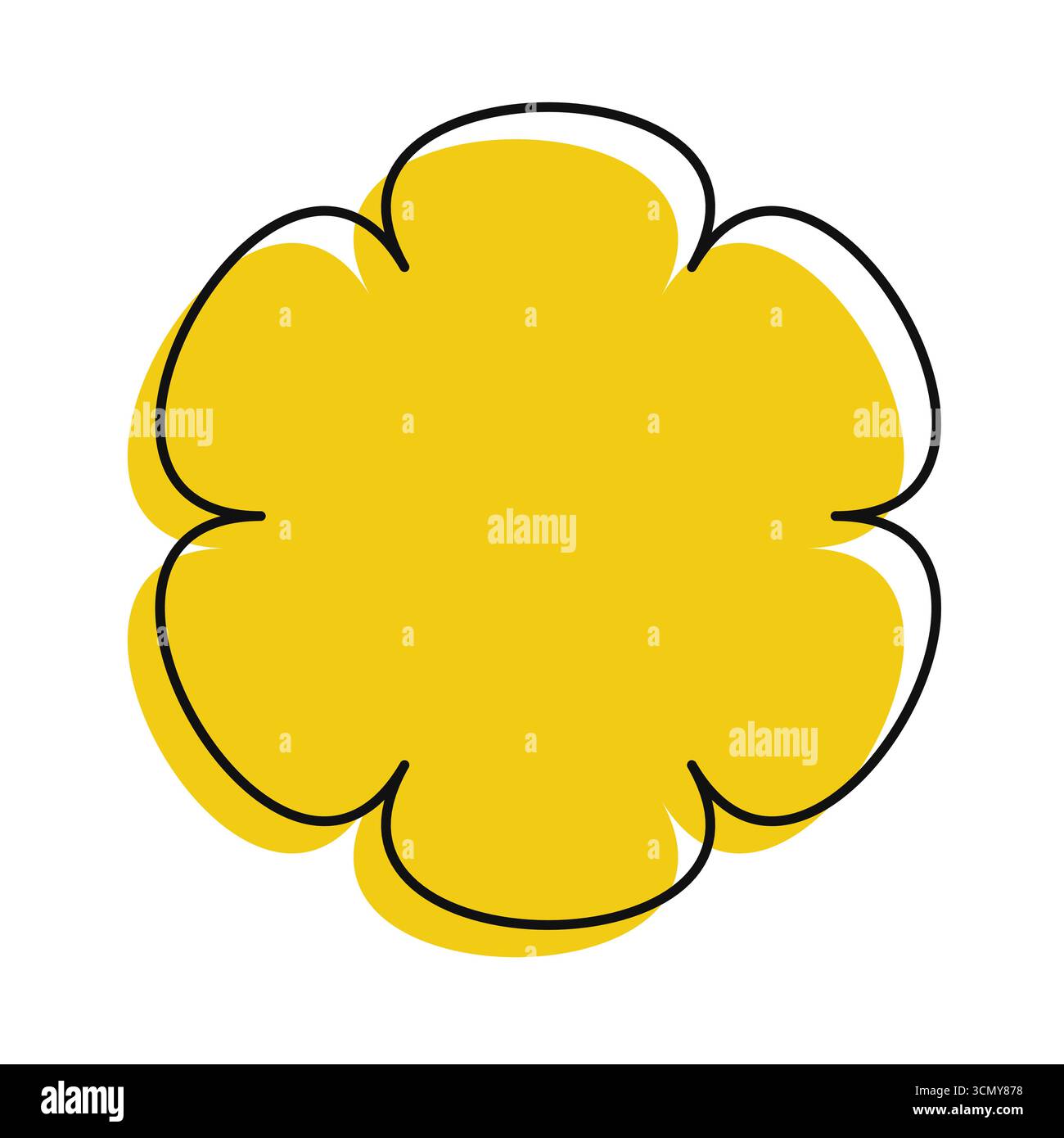 Solid yellow flower with abstract hand-drawn outline. A vibrant and ...