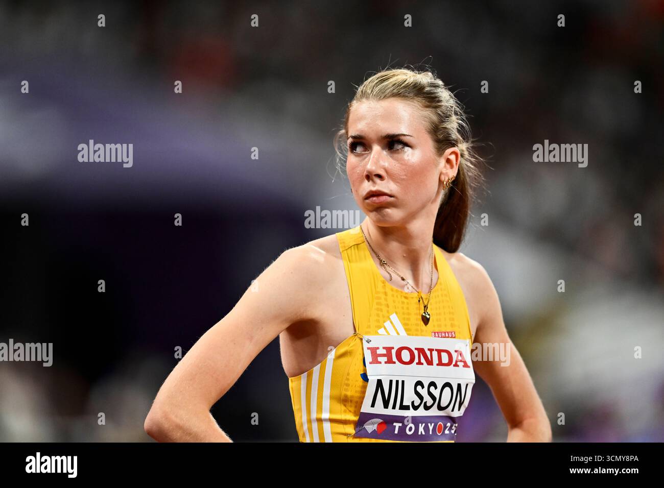 TOKYO, JAPAN 20250918Sweden's Ellen Ekholm before the high jump ...