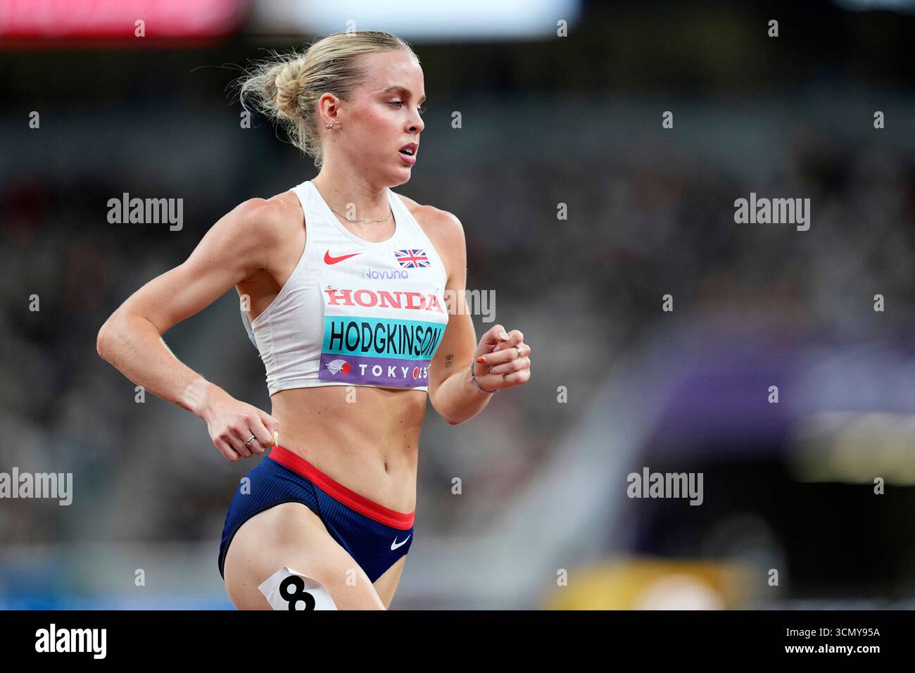 Britain's Keely Hodgkinson races in a women's 800 meters heat at the ...