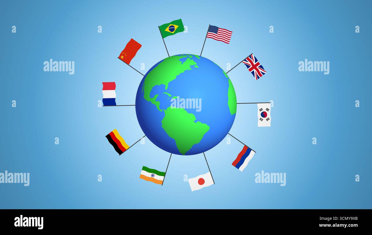 Flags nations surrounding planet earth hi-res stock photography and ...