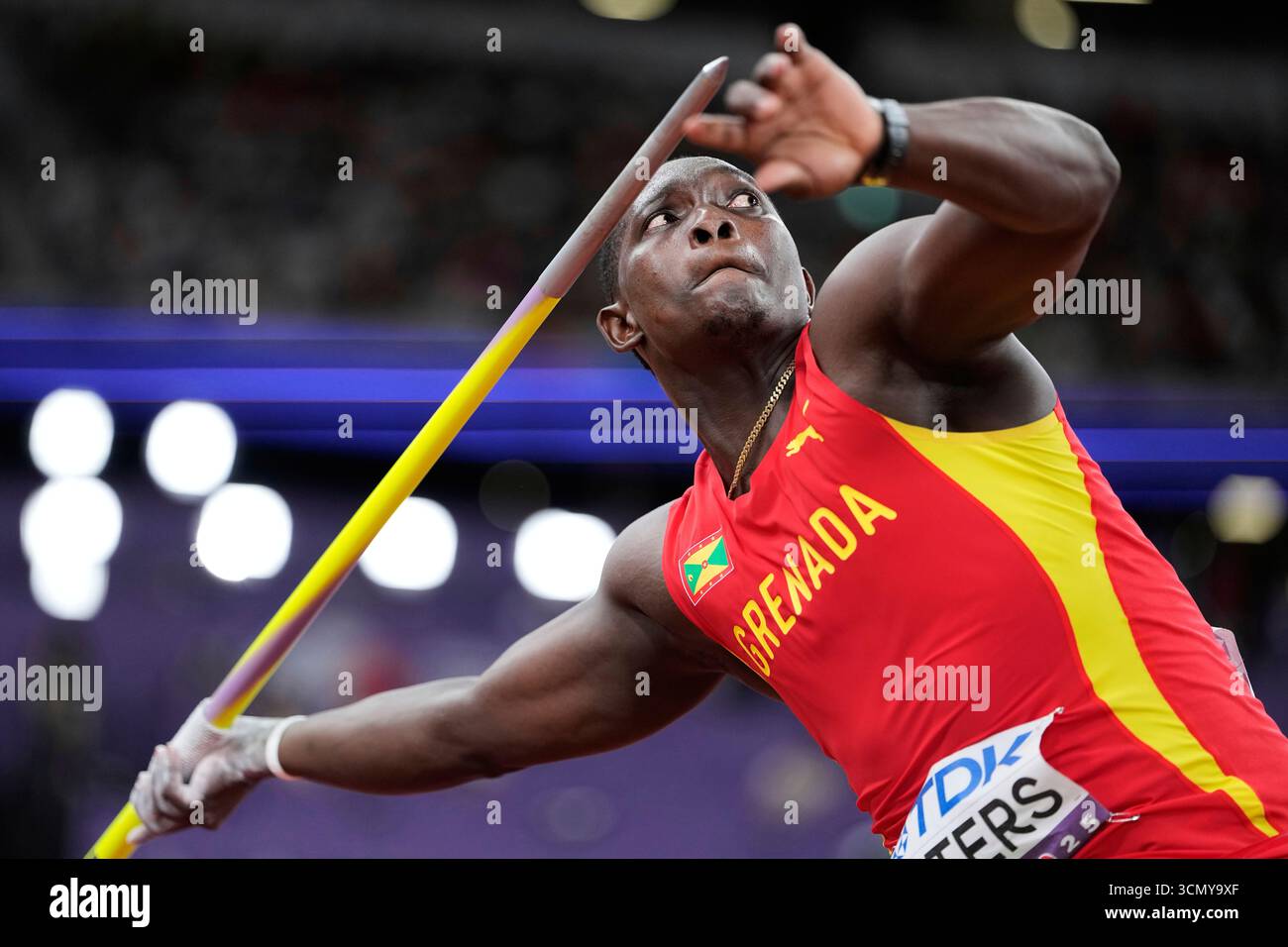 Grenada's Anderson Peters competes in the men's javelin throw final at ...