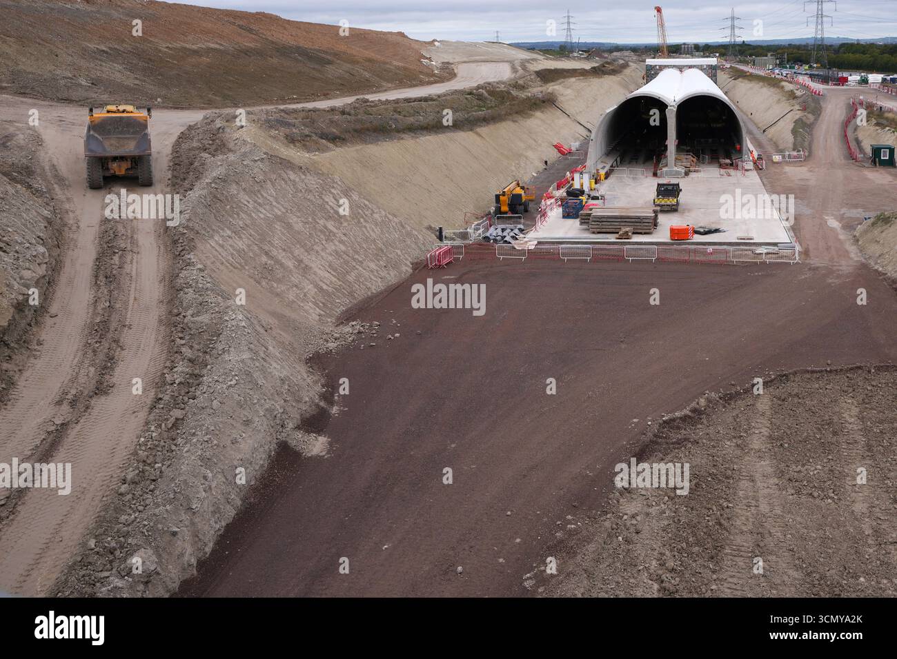 Workers at the Wendover Green Tunnel which is part of the HS 2 project ...
