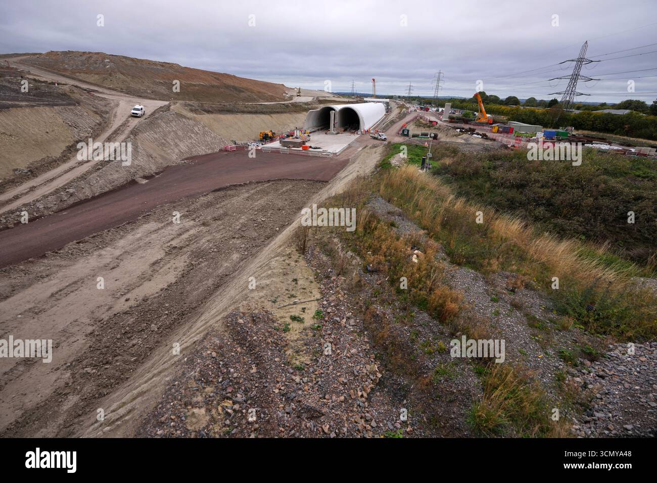 Workers at the Wendover Green Tunnel which is part of the HS 2 project ...