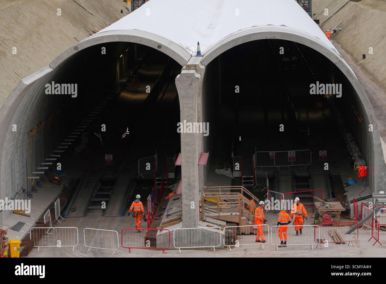Workers at the Wendover Green Tunnel which is part of the HS 2 project ...
