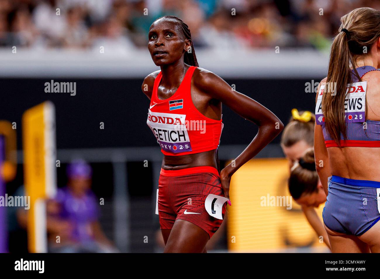 Agnes Jebet Ngetich of Kenya looks exhausted after competing in the ...