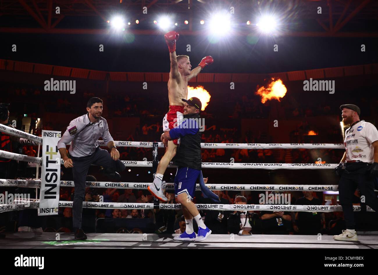 Liam Wilson celebrates against Jorge Santana during their WBO ...