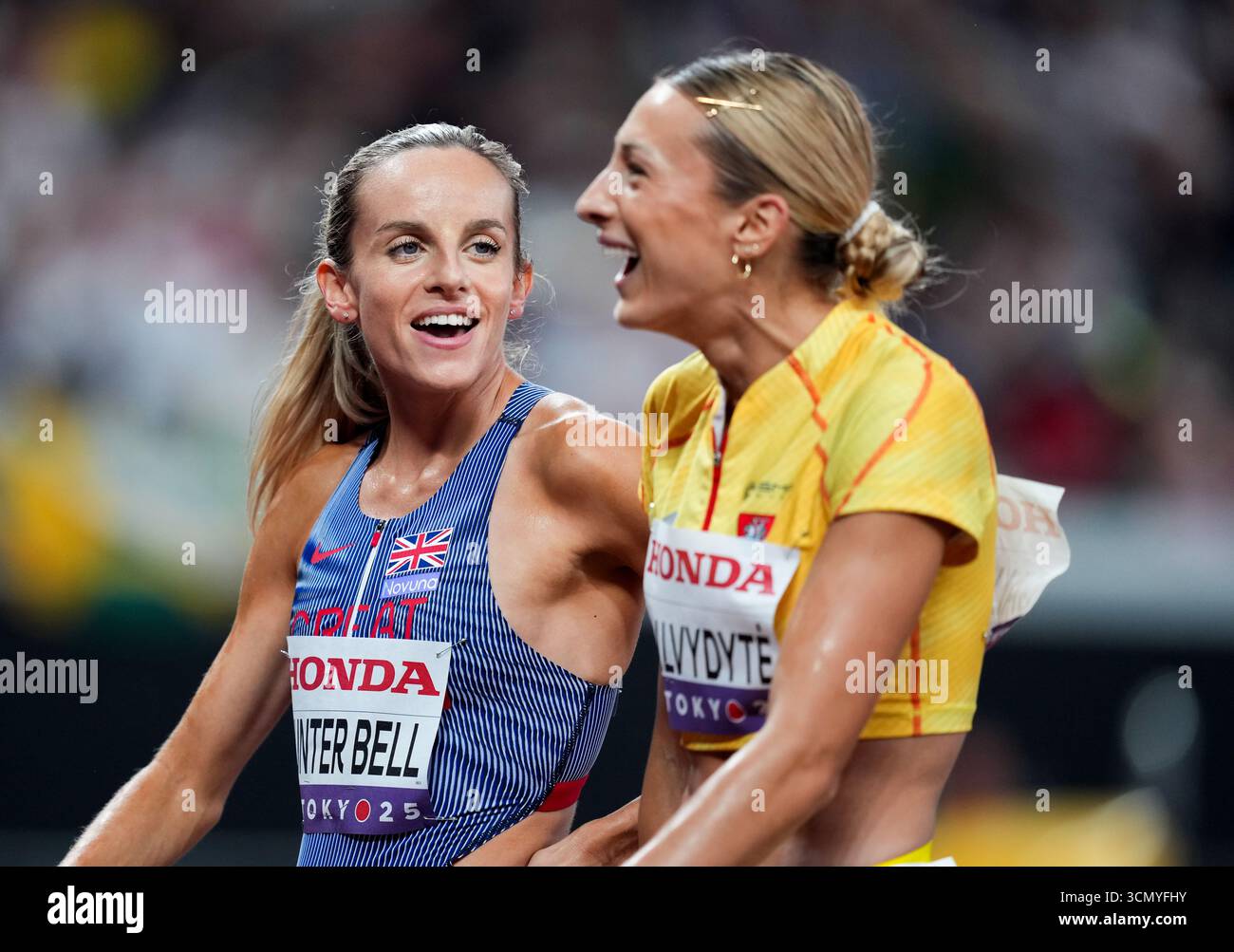 Georgia Hunter Bell (left) of Great Britain following the Women's 800m ...