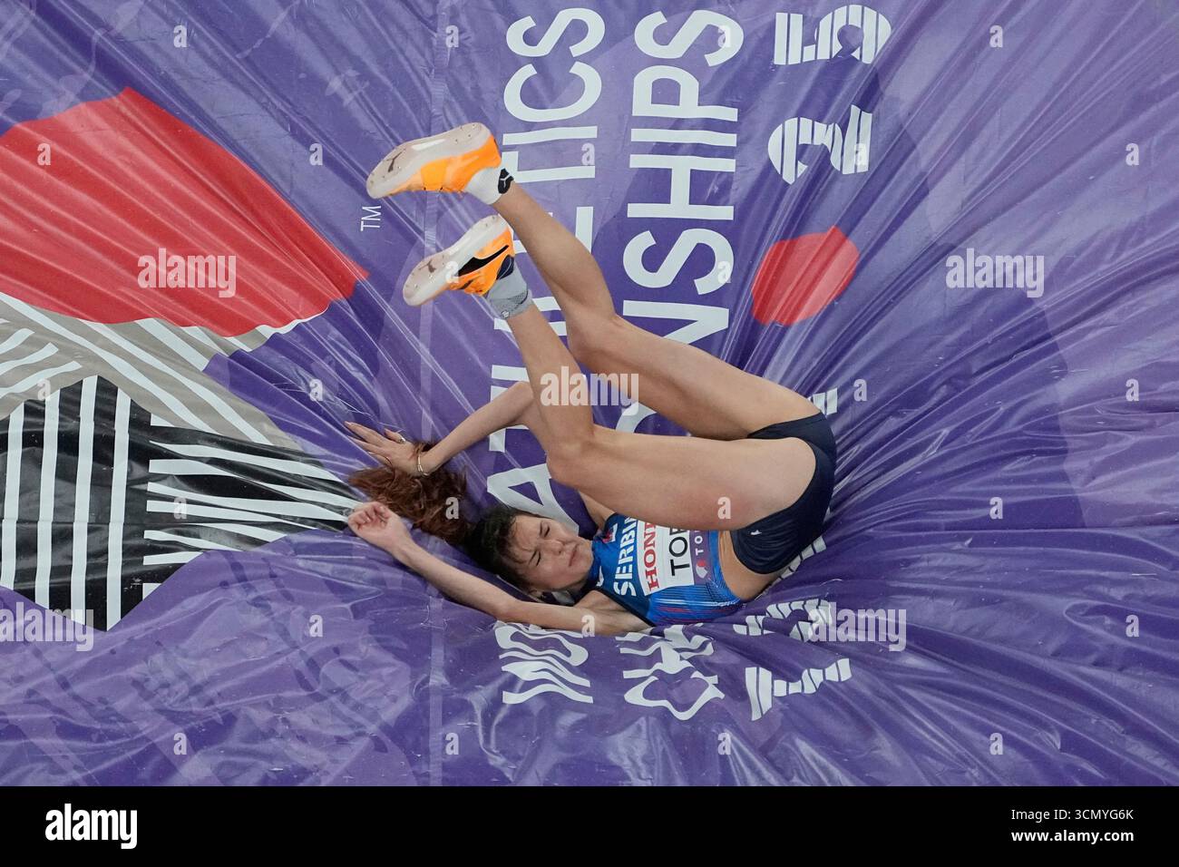 Serbia's Angelina Topic competes in the women's high jump qualification ...