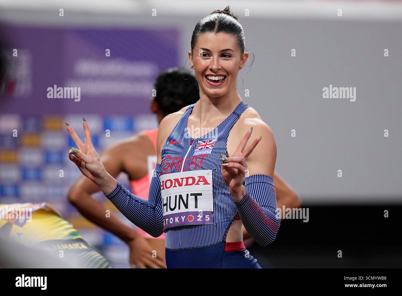 Britain's Amy Hunt reacts after competing in women's 200 meters ...