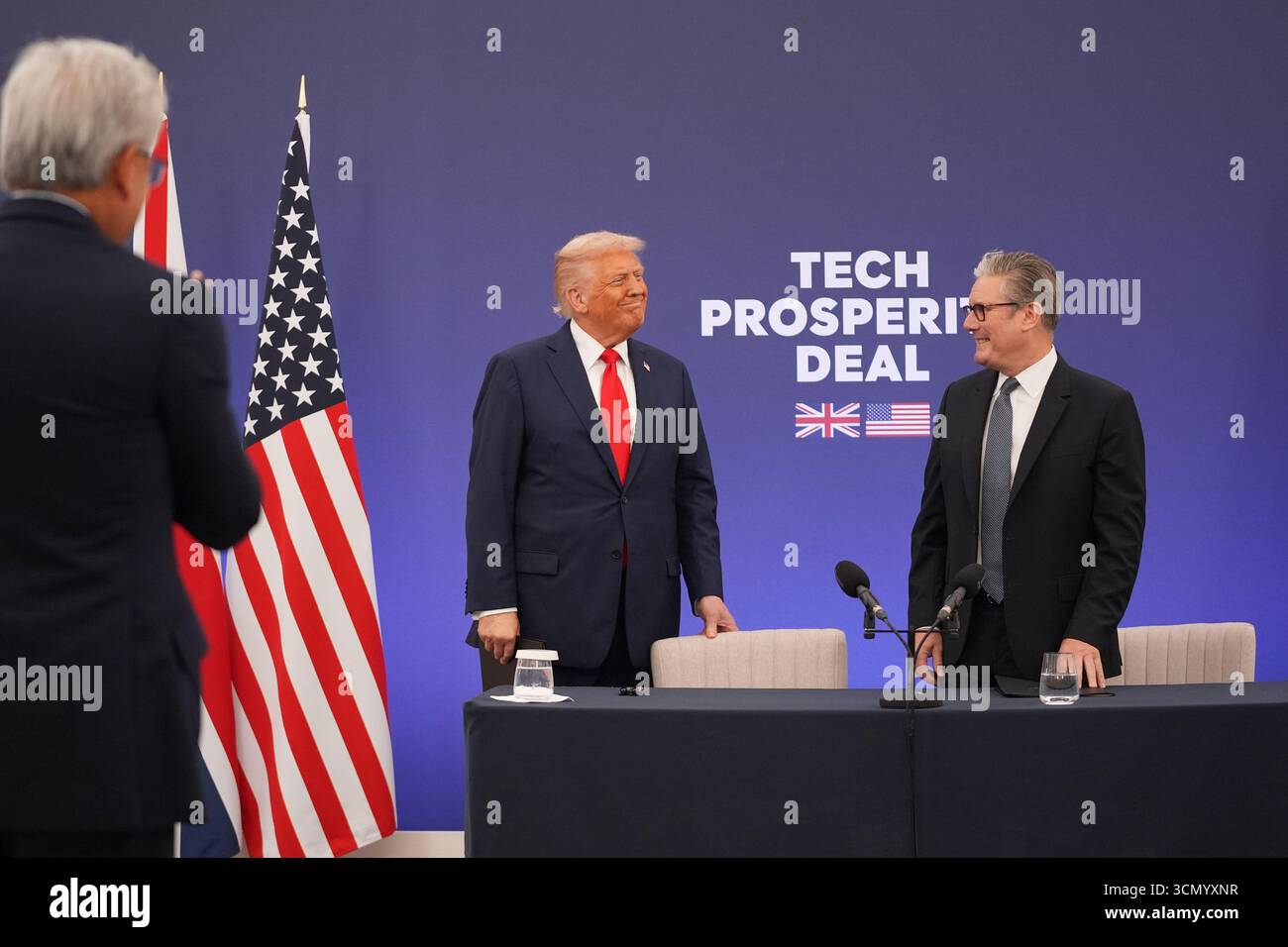 President Donald Trump and Britain's Prime Minister Keir Starmer smile ...