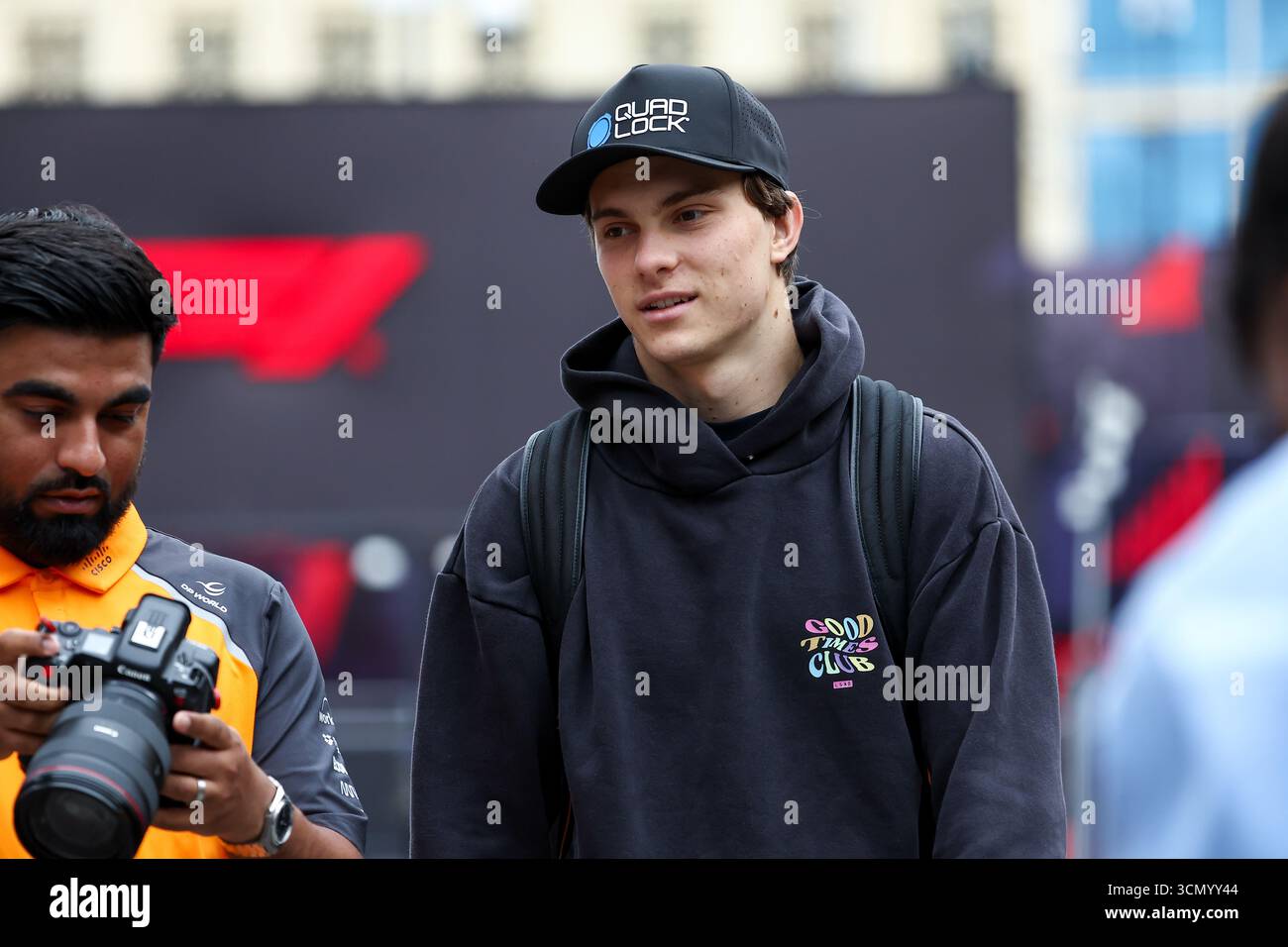 BAKU, AZERBAIJAN - SEPTEMBER 18: Oscar Piastri of Australia and McLaren F1 Team arrives at the ...
