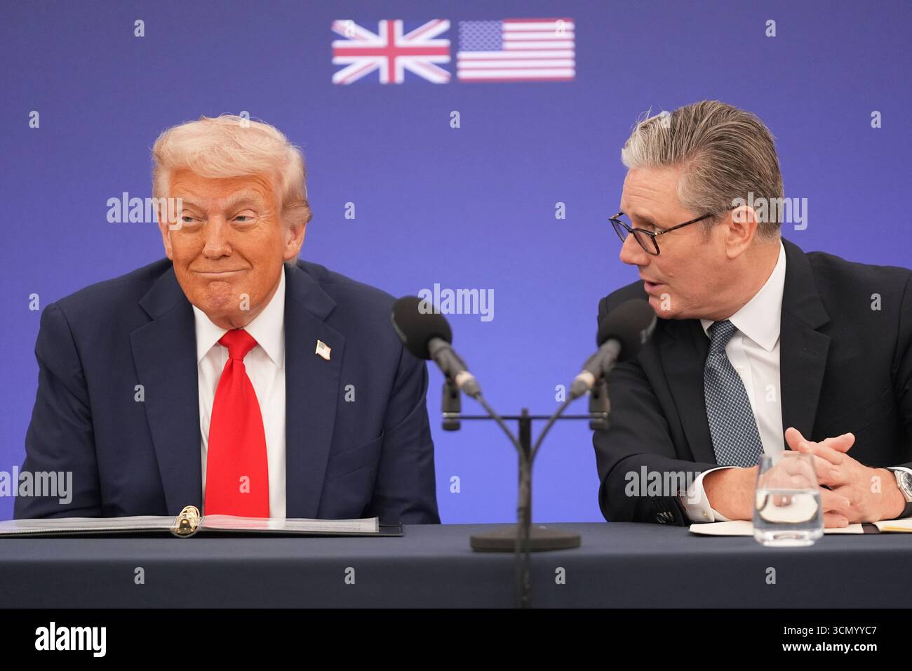 President Donald Trump and Britain's Prime Minister Keir Starmer attend ...