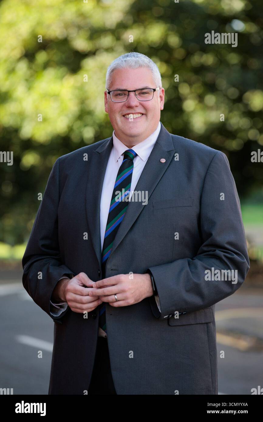 DUP leader Gavin Robinson MP speaking to PA Media at DUP HQ on Dundela ...