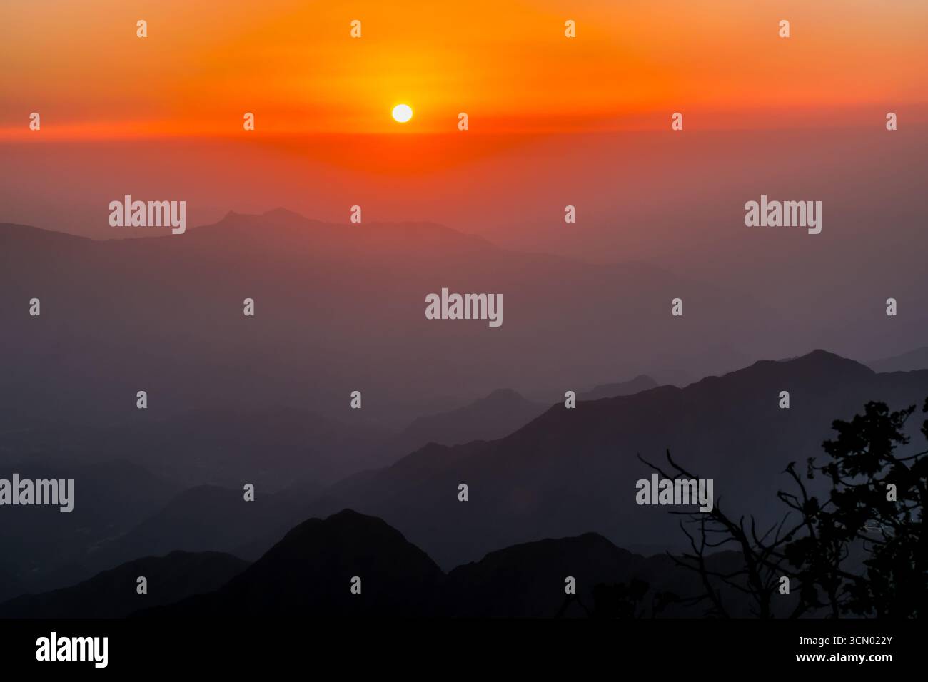A landscape picture of the sunset from to the tops of the Al-Soudah ...