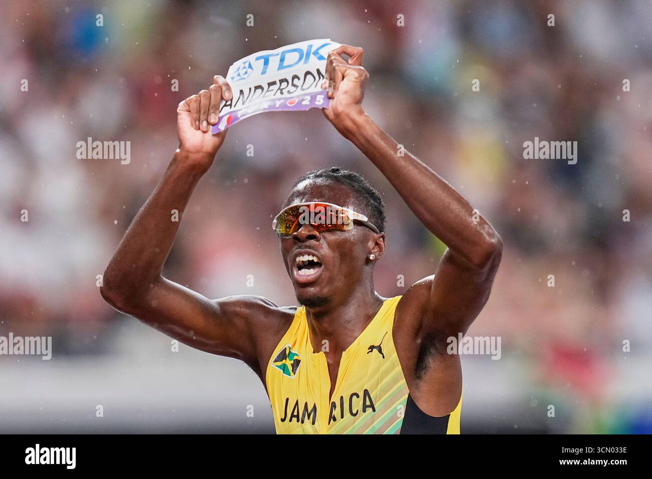 Jamaica's Navasky Anderson reacts after competing in men's 800 meters ...