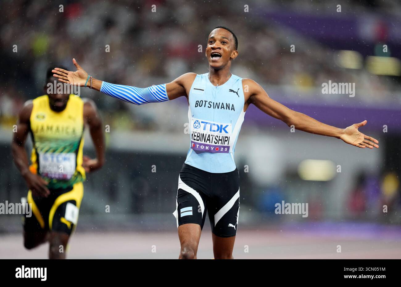 Busang Collen Kebinatshipi of Botswana celebrates winning the Men’s ...