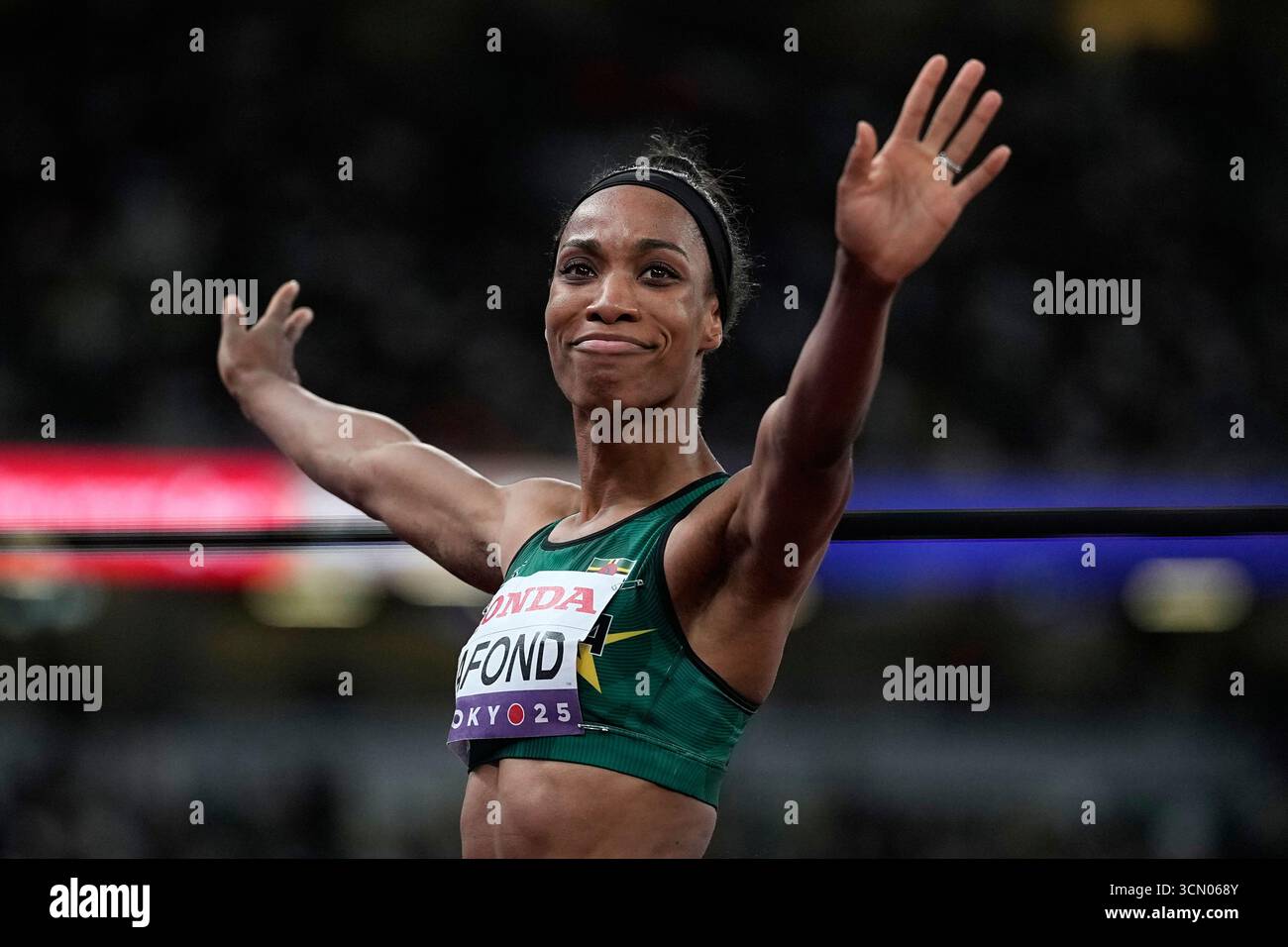 Dominica's Thea Lafond reacts after winning the silver medal in the ...