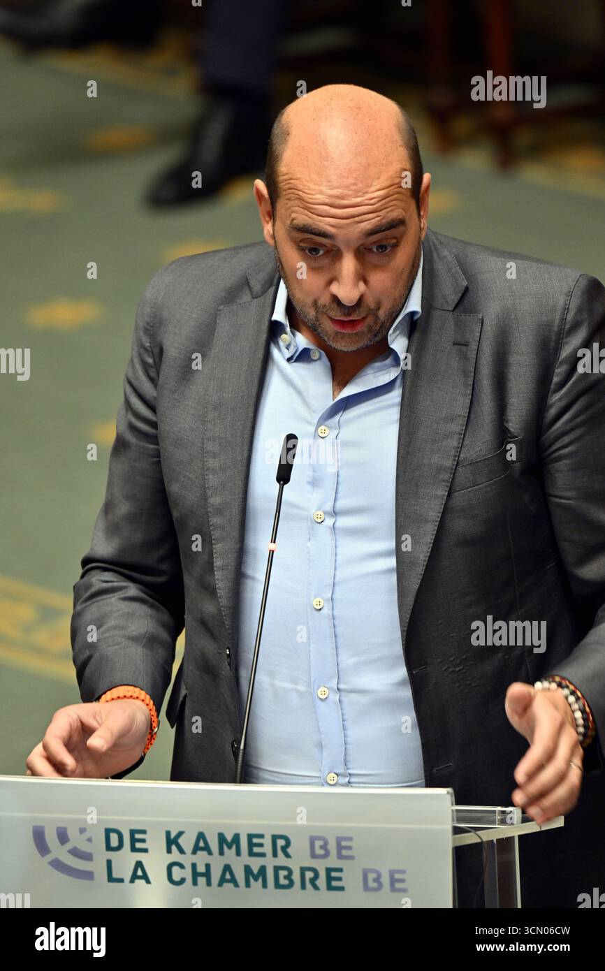 MR's Mathieu Michel pictured during a plenary session of the Chamber at ...