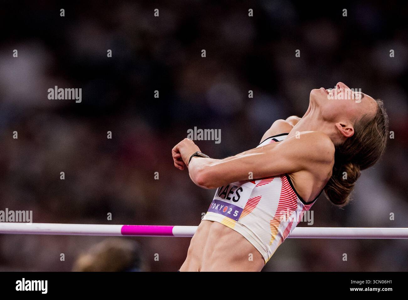 Belgian Merel Maes pictured in action during the high jump women ...
