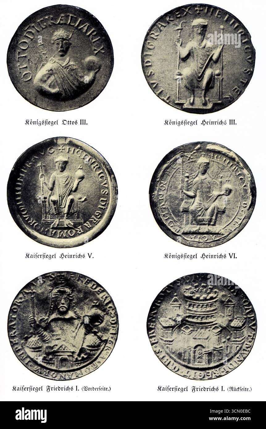Shown here in this 1909 image are the seals of German Kings and Kaisers ...