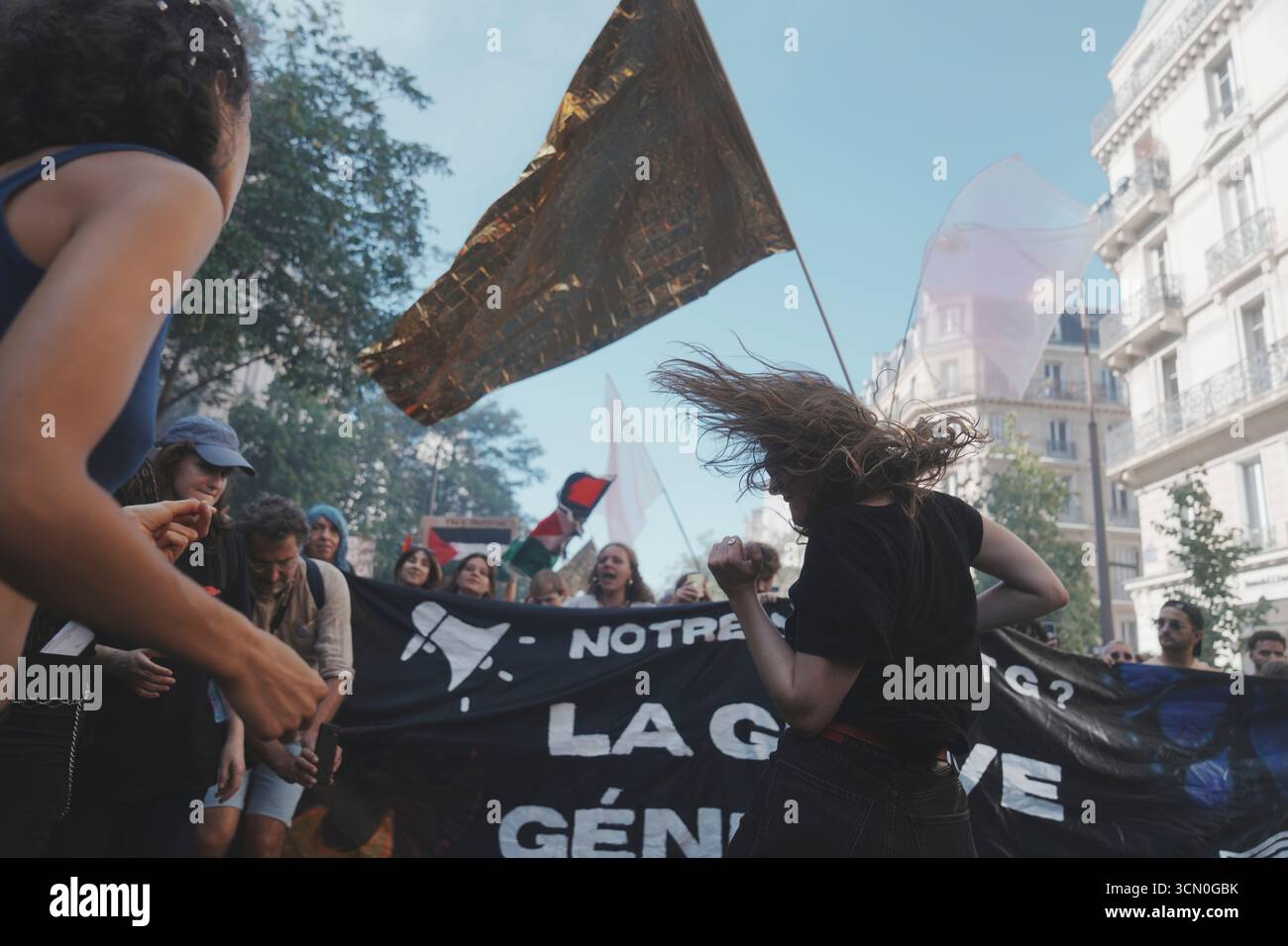 Protesters chant slogans as they attend a demonstration called by major ...