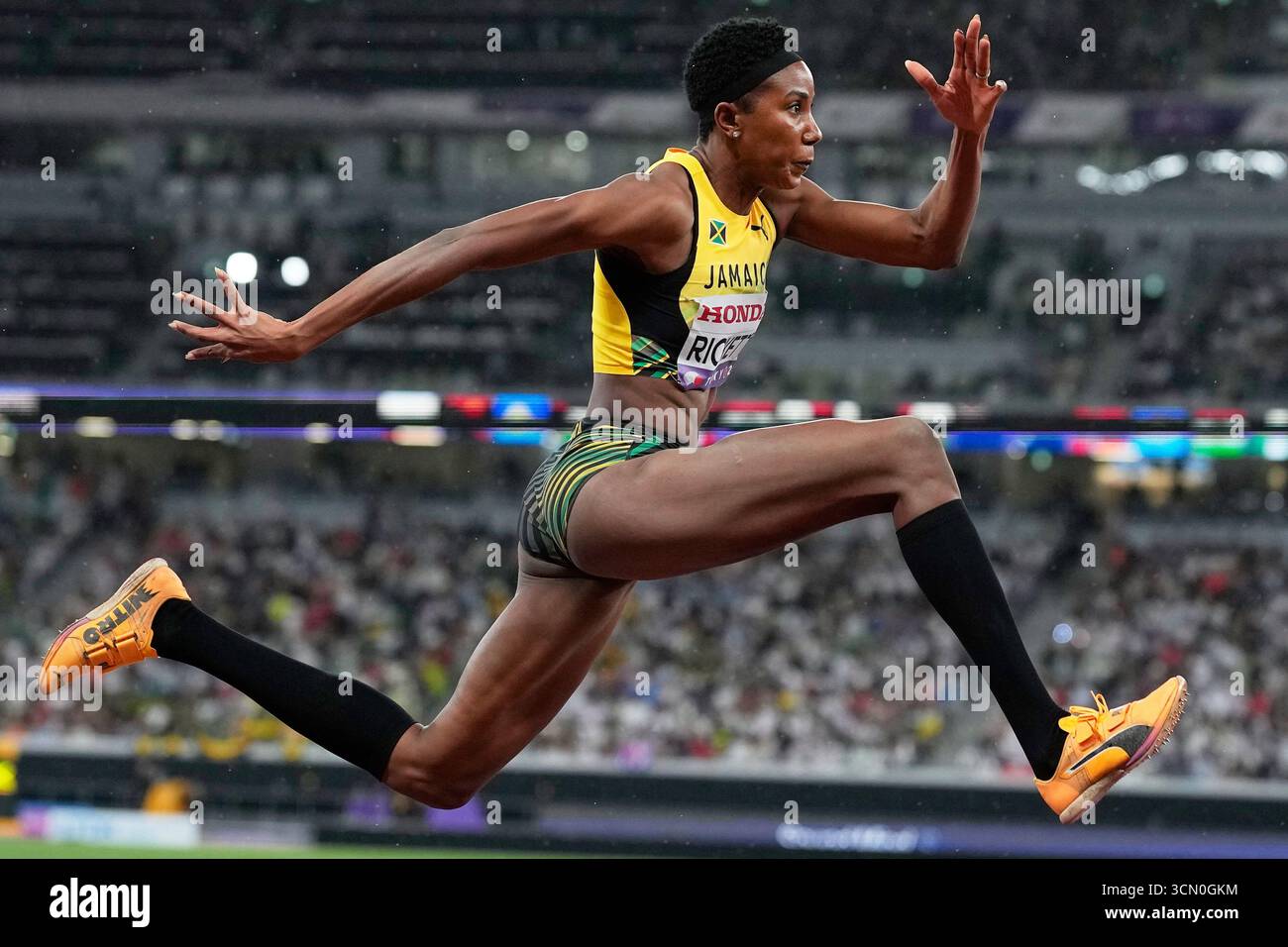 Jamaica's Shanieka Ricketts makes an attempt in the women's triple jump ...