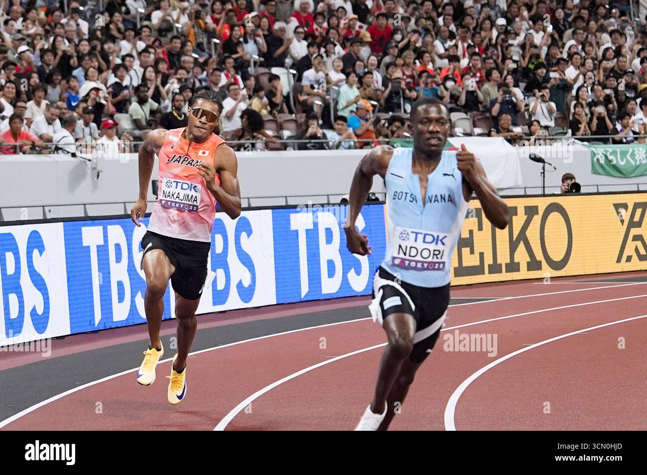 Yuki Joseph Nakajima (L) of Japan and Bayapo Ndori of Botswana compete ...