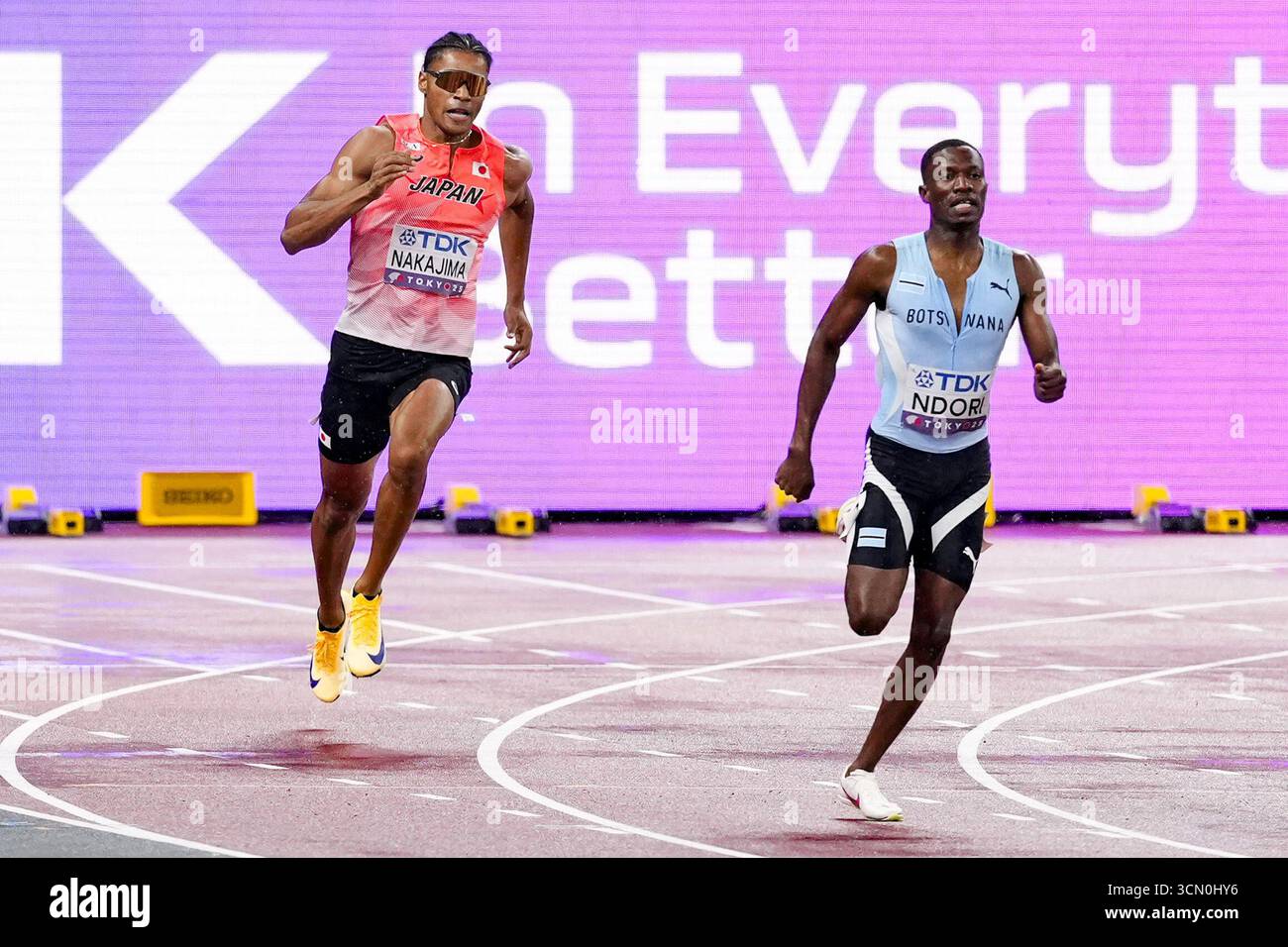 Yuki Joseph Nakajima (L) of Japan and Bayapo Ndori of Botswana compete ...