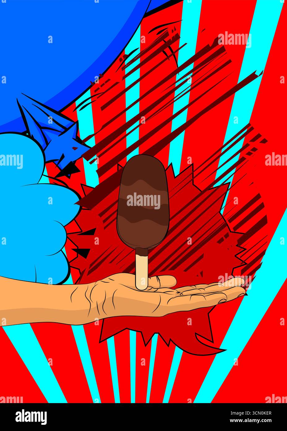 Cartoon, comic book human hands holding Ice Cream. Retro vector comics ...