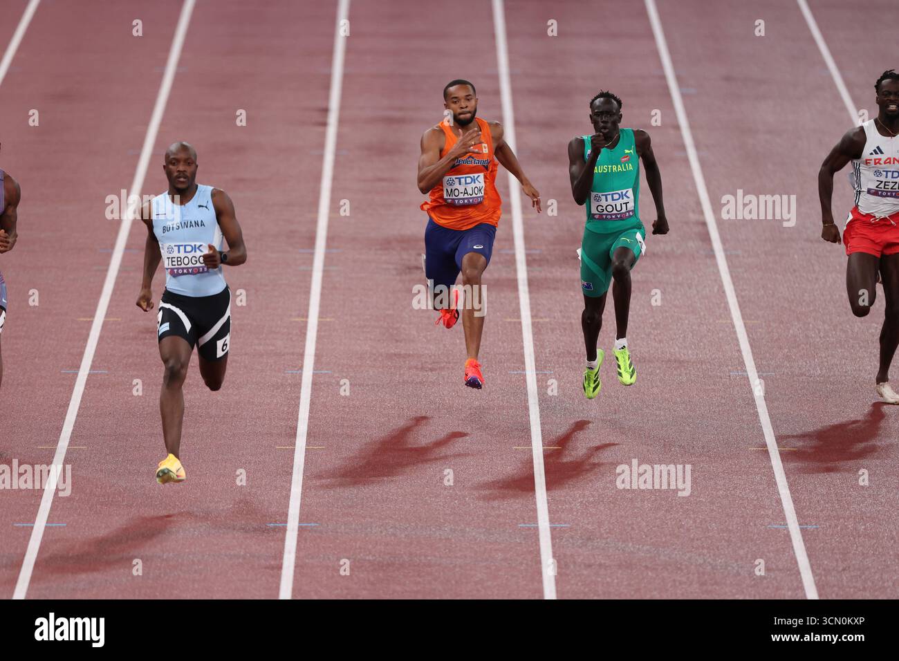 Letsile Tebogo (BOT) wins his 200m semi-final ahead of Gout Gout (AUS ...