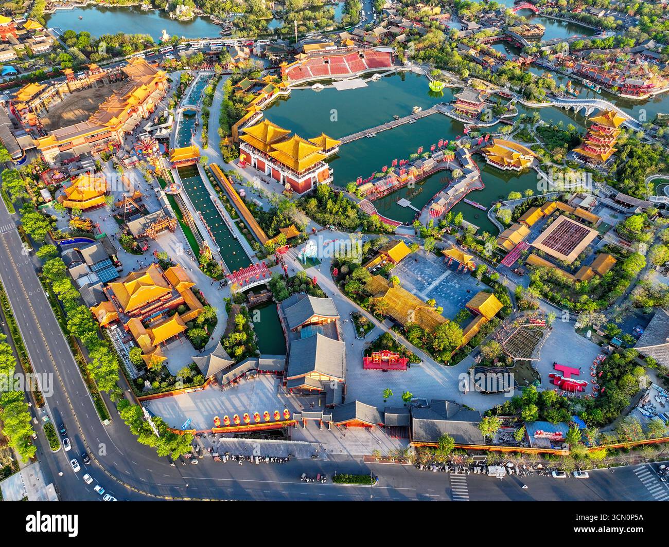 Aerial photography of Shanghe Garden during Qingming Festival in ...