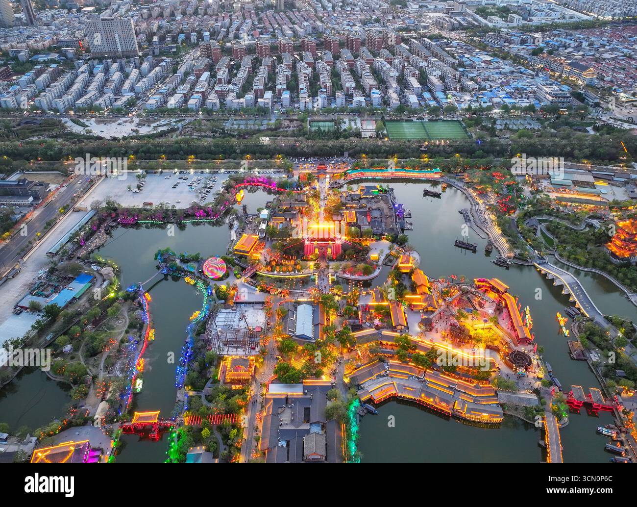 Aerial photography of Shanghe Garden during Qingming Festival in ...