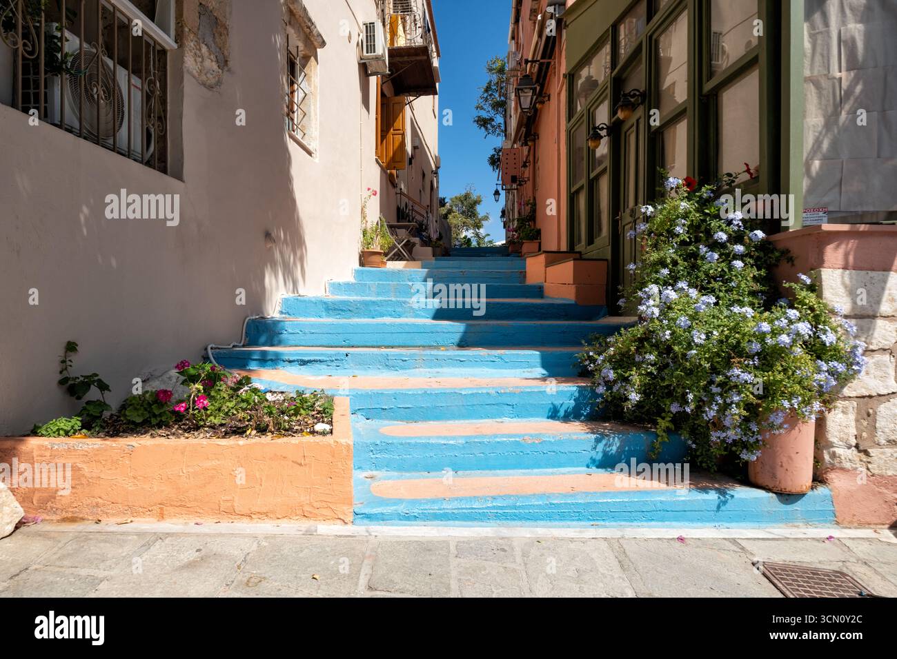 Rethymno, Crete, Greece. A street scene from the Rethymnon Old Town ...