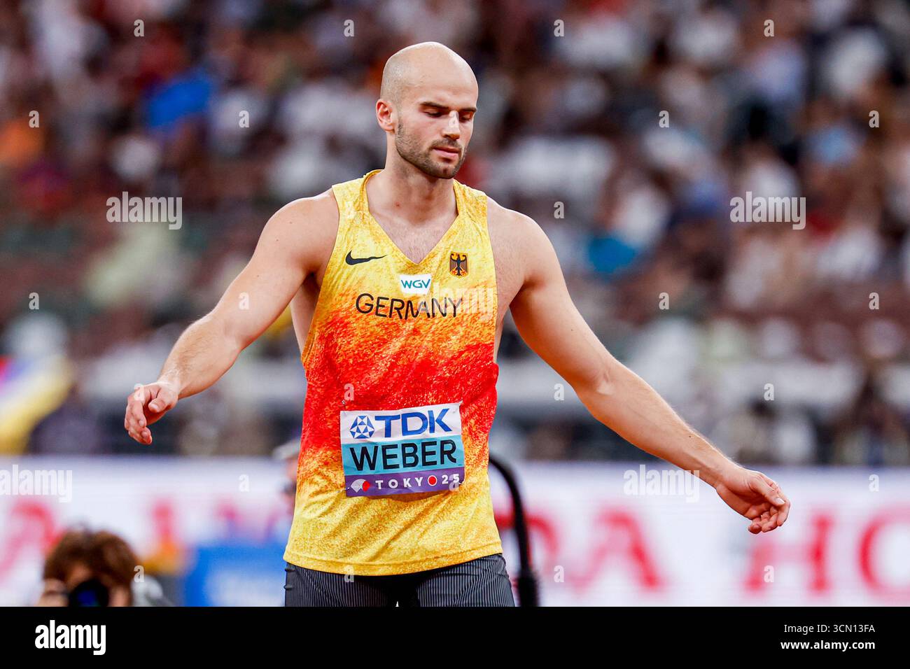 Julian Weber of Germany competing in the Men's Javelin Throw Final ...