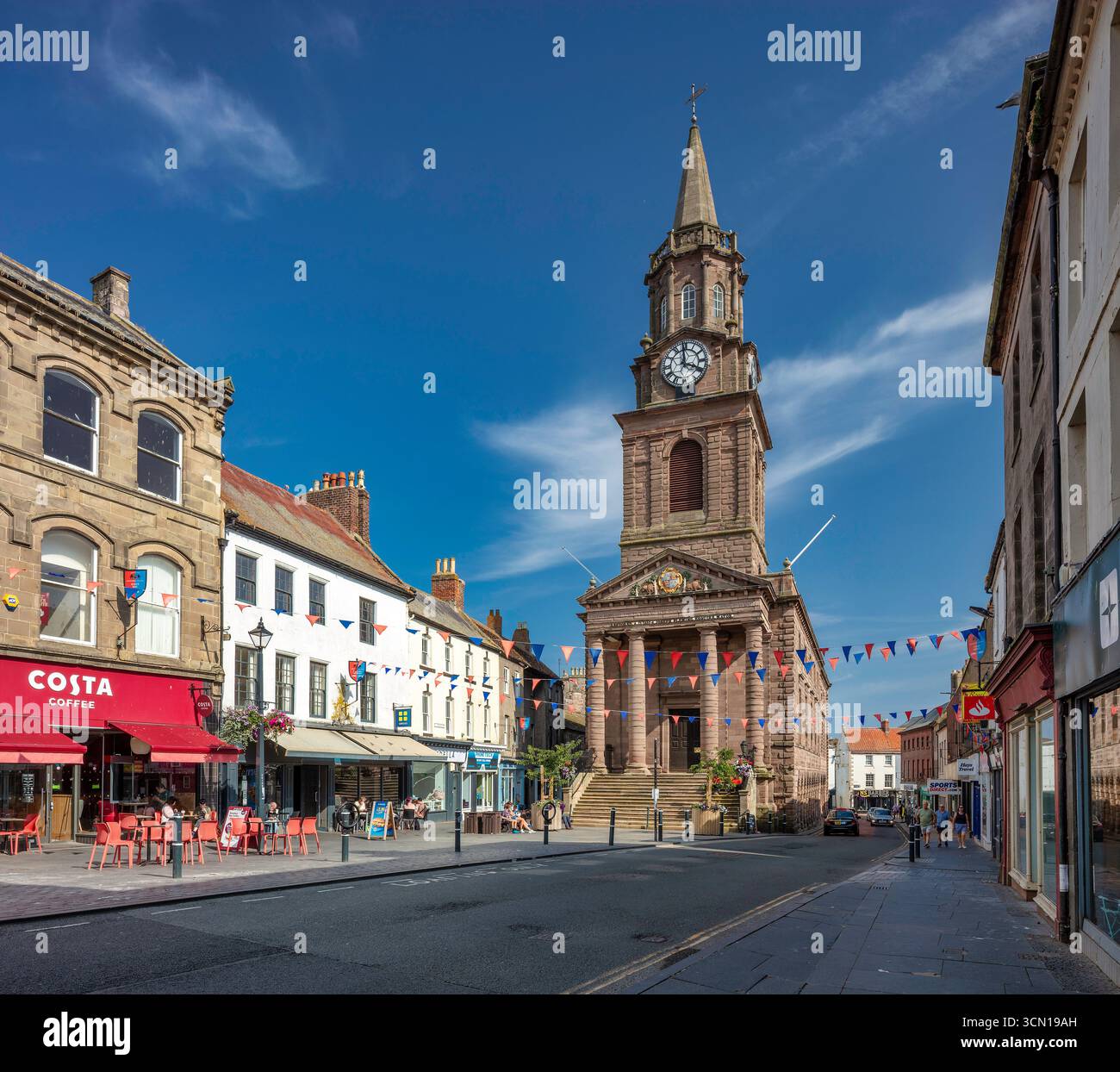 View along Marygate in Berwick-upon-Tweed in Northumberland on a sunny ...