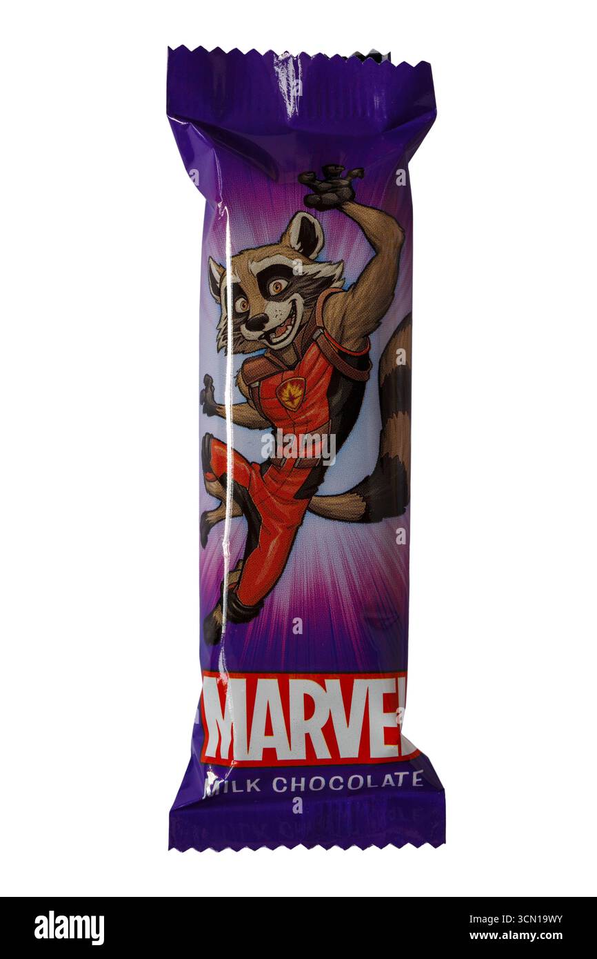 Bar of Marvel Milk Chocolate Oaty bar isolated on white background ...