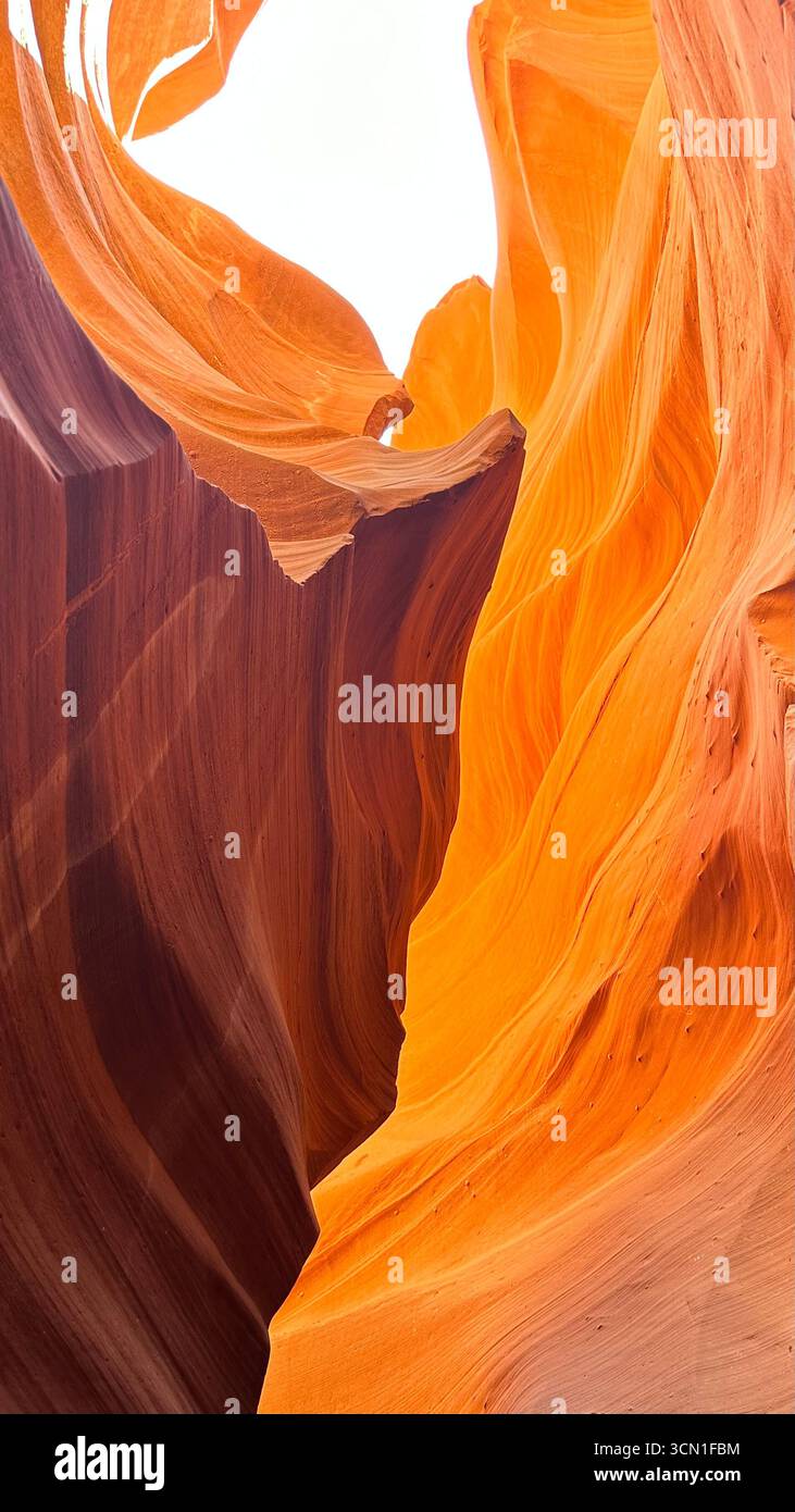 Sandstone rock formations inside Antelope Canyon, Arizona, USA, with ...