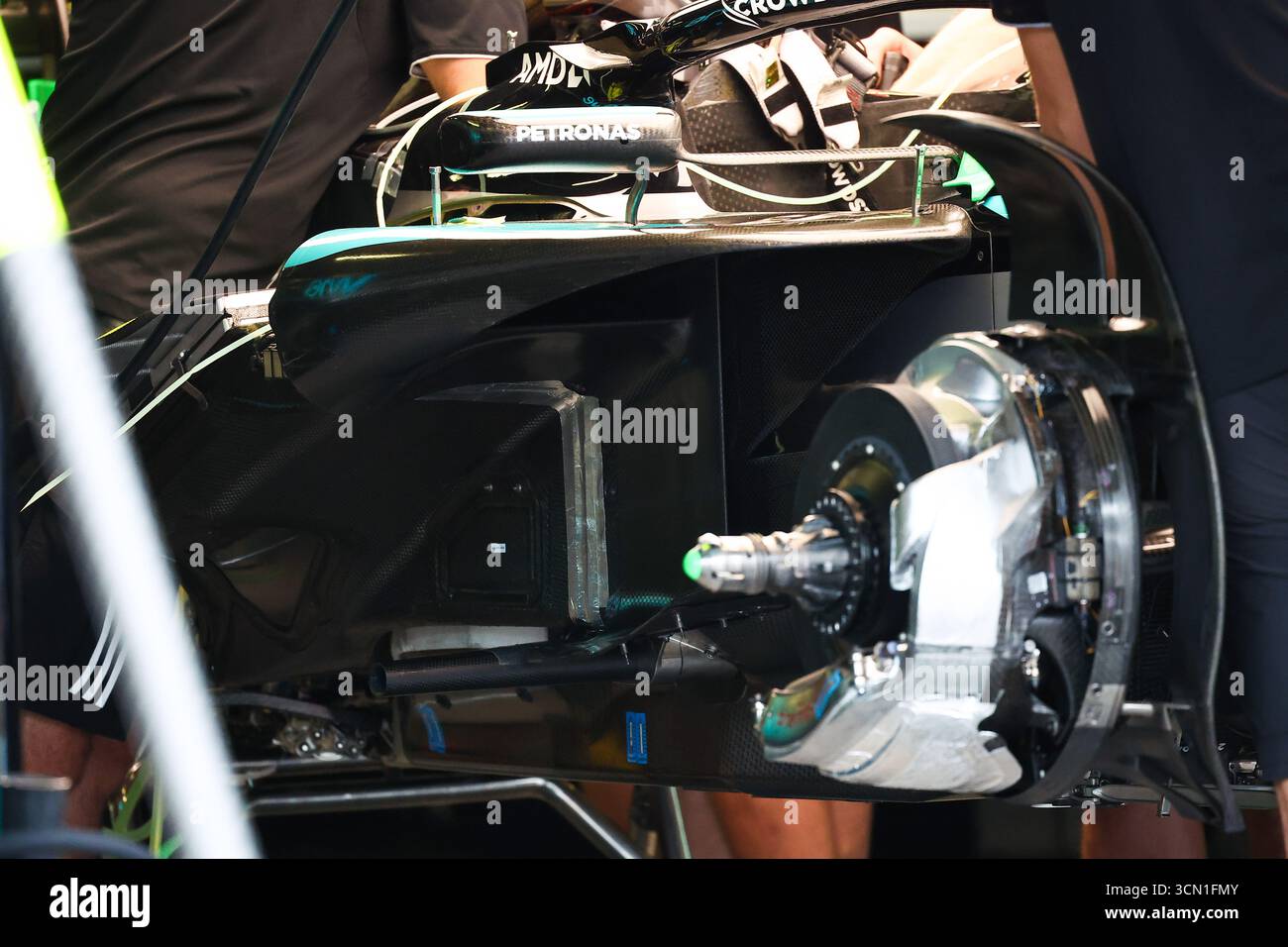 Mercedes AMG F1 Team W16, mechanical detail side pods during the 2025 ...