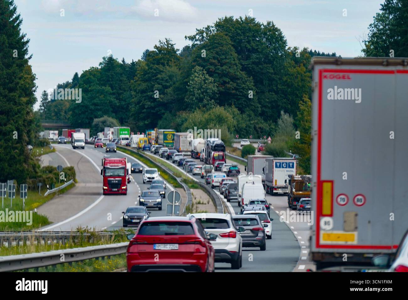 Deutschland, Autobahn A7, Europa, Stau, Ferienreiseverkehr, dichter ...