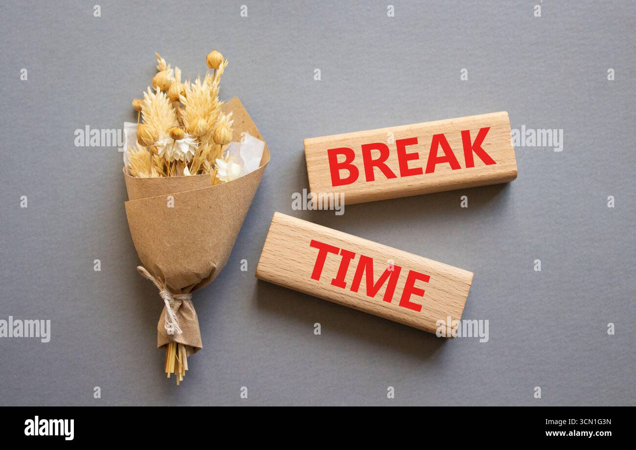 Break Time symbol. Concept word Break Time on wooden blocks. Beautiful ...