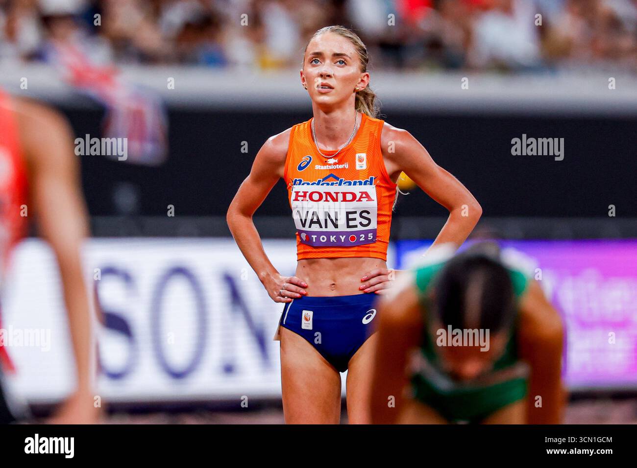 Diane van Es of the Netherlands looks exhausted after competing in the ...