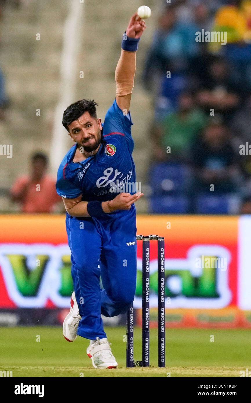 Afghanistan's Fazalhaq Farooqi bowls a delivery during the Asia Cup ...