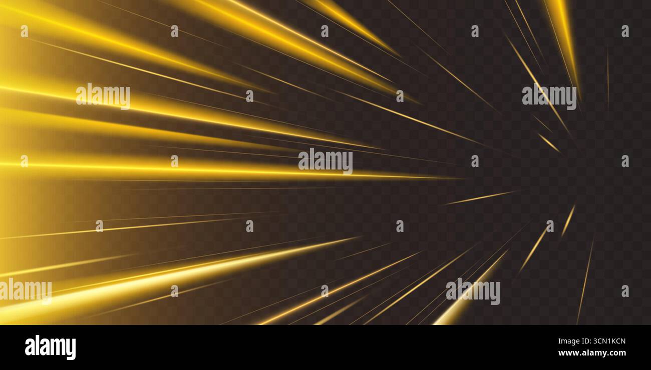 Speed ray anime effect with golden light streaks and motion lines on ...