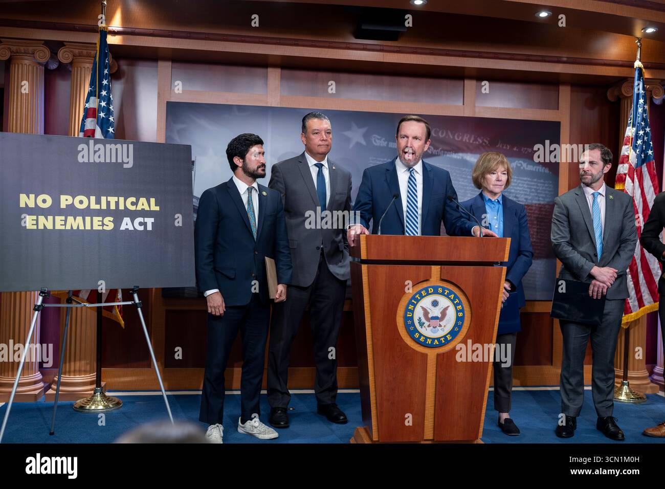 Sen. Chris Murphy, D-Conn., center, is joined from left by Rep. Greg ...