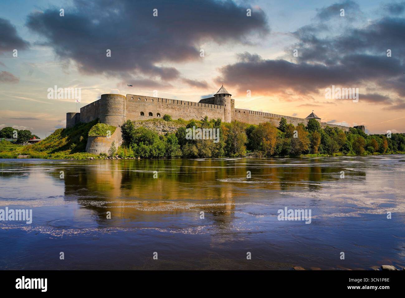 Ivangorod Fortress, a Russian medieval castle located on the banks of ...