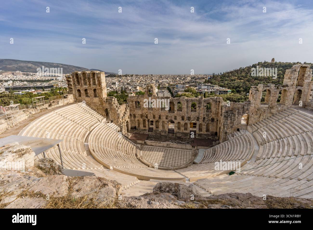 Ancient Odeon of Herodes Atticus amphitheater on the slopes of the ...