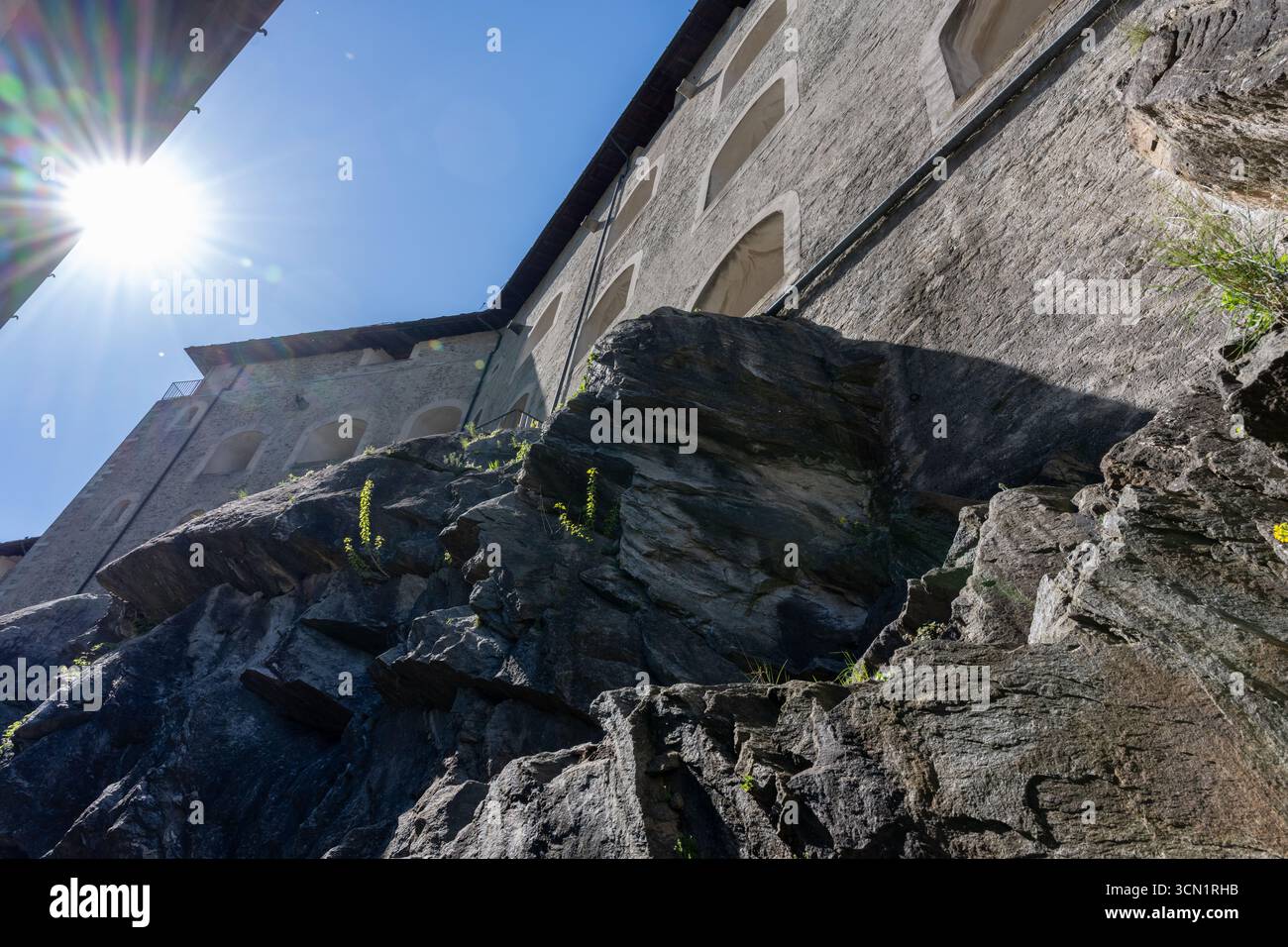 View of the Fort of Bard, an imposing alpine fortress located in the ...