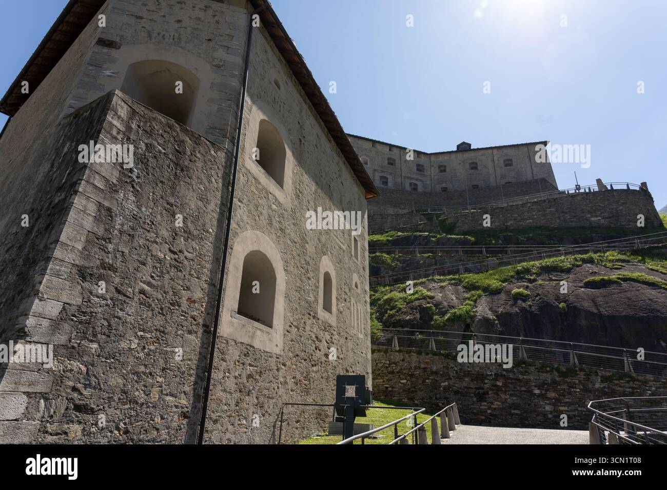 View of the Fort of Bard, an imposing alpine fortress located in the ...