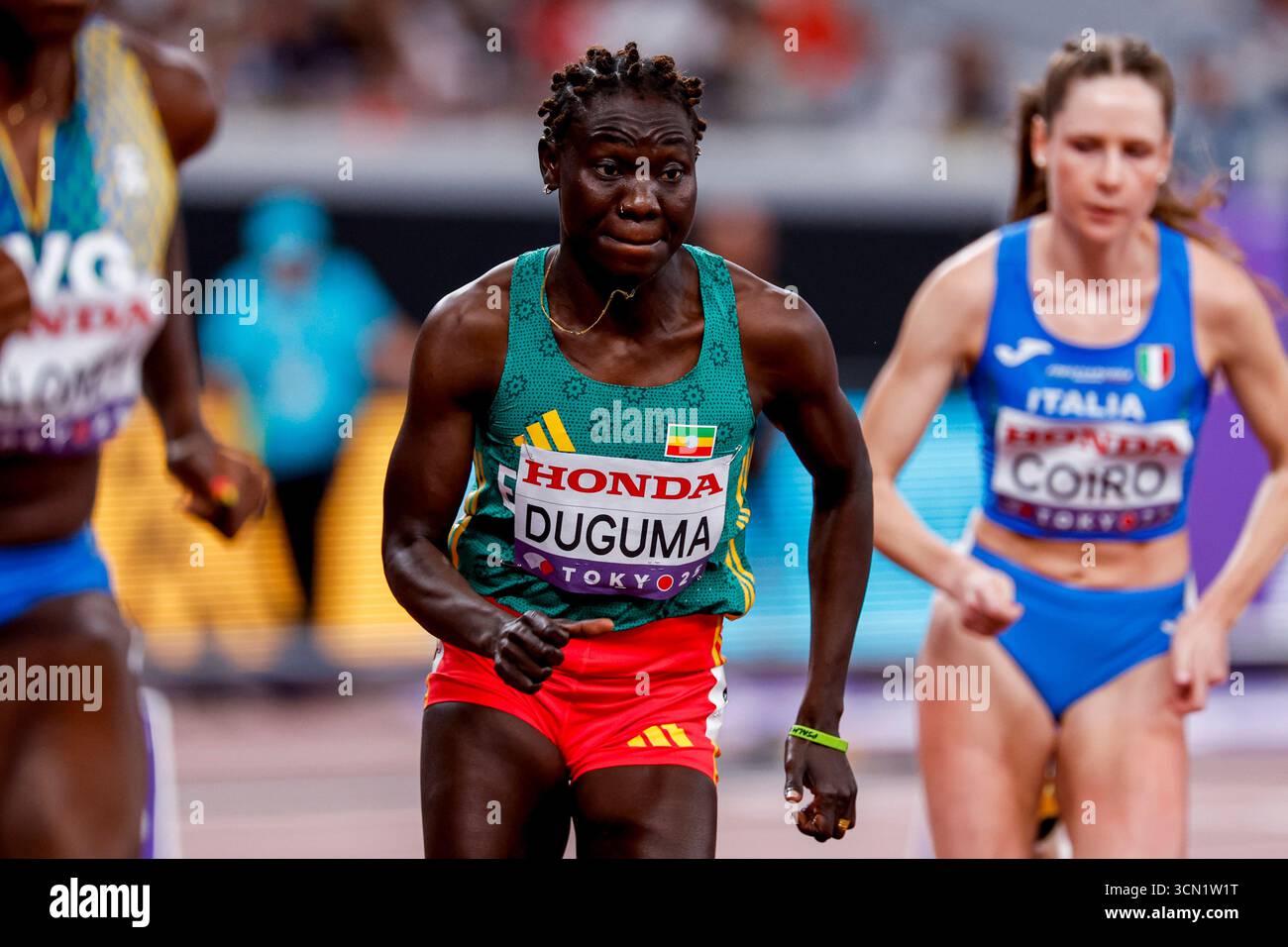 Tsige Duguma of Ethiopia competing in the Women's 800 Metres during ...